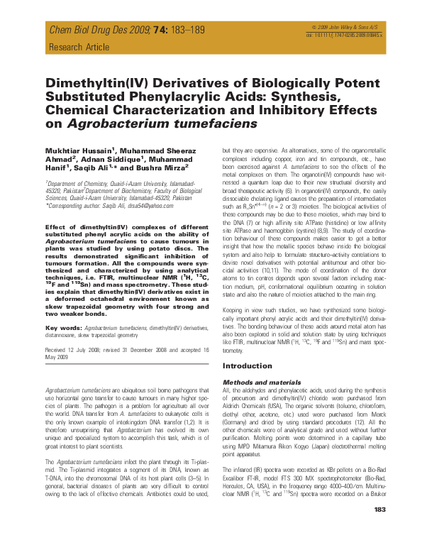 (PDF) Dimethyltin(IV) Derivatives of Biologically Potent Substituted Phenylacrylic Acids ...