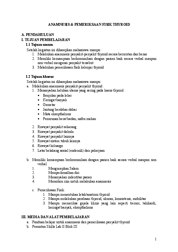 (DOC) ANAMNESIS & PEMERIKSAAN FISIK THYROID