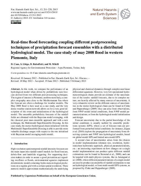 (PDF) Real-time flood forecasting coupling different postprocessing tecniques of precipitation ...