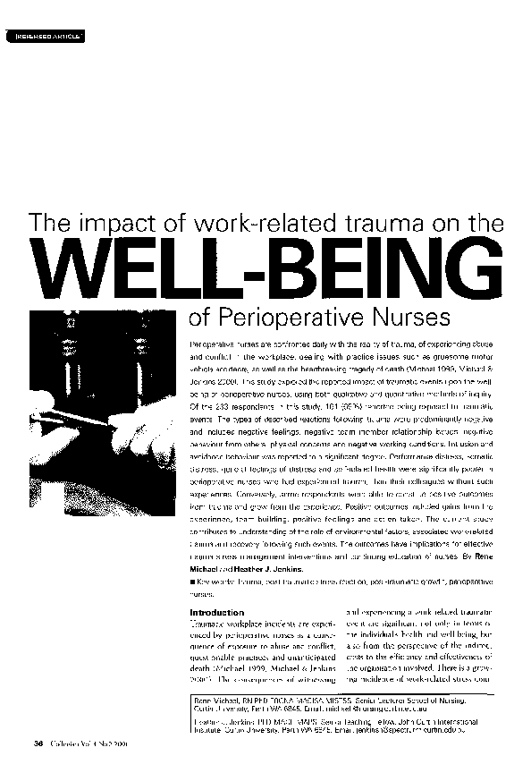 (PDF) The impact of work-related trauma on the well-being of ...