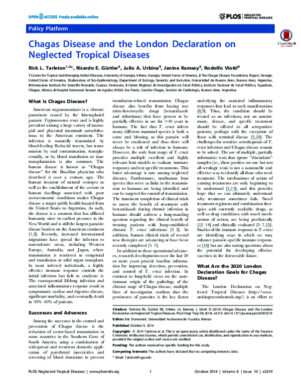 (PDF) Chagas Disease and the London Declaration on Neglected Tropical ...