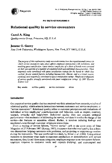 (PDF) Relational quality in service encounters