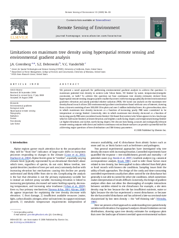 (PDF) Limitations on maximum tree density using hyperspatial remote ...