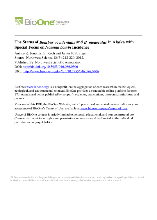 (PDF) The Status of Bombus occidentalis and B. moderatus in Alaska with ...
