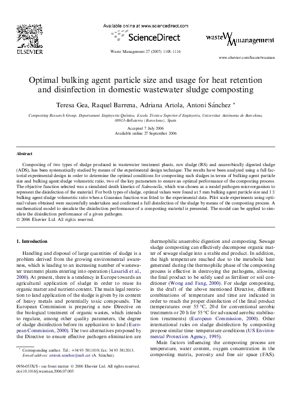 (PDF) Optimal bulking agent particle size and usage for heat retention ...