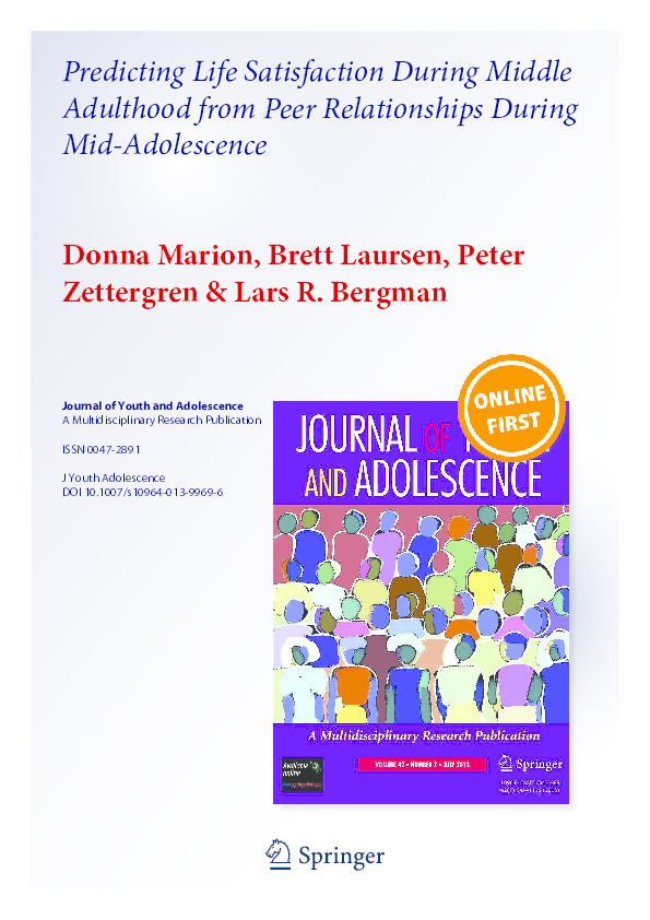Pdf Predicting Life Satisfaction During Middle Adulthood From Peer