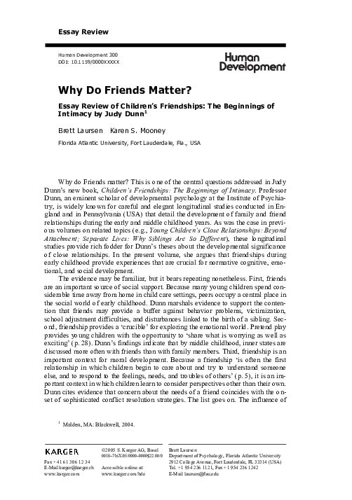 (PDF) Why Do Friends Matter?