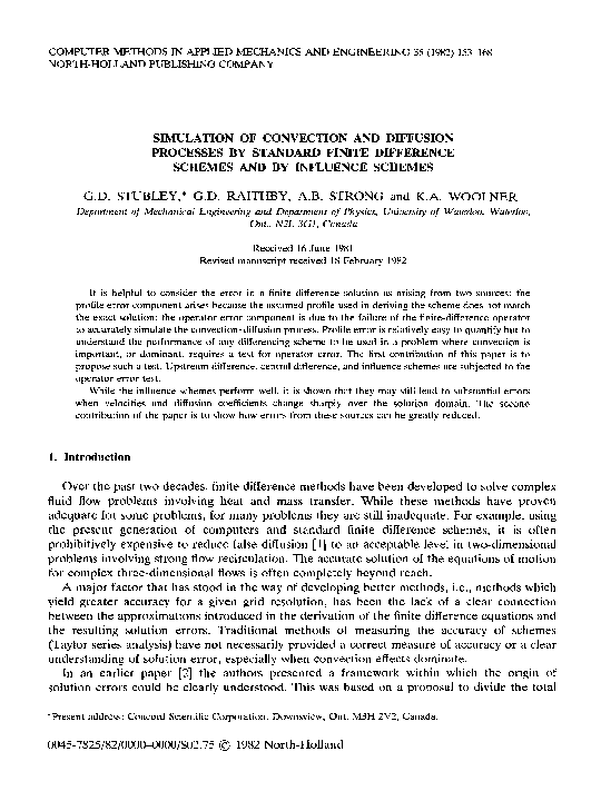 (PDF) Simulation of convection and diffusion processes by standard ...