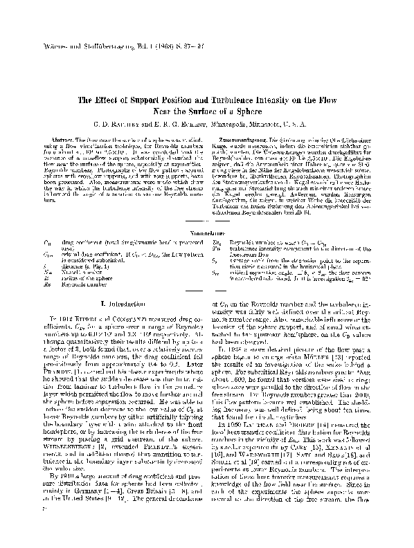 (PDF) The effect of support position and turbulence intensity on the ...