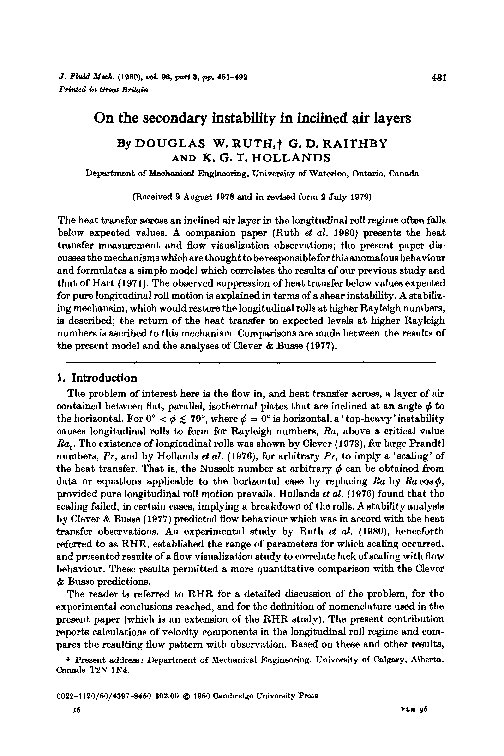 (PDF) On the secondary instability in inclined air layers
