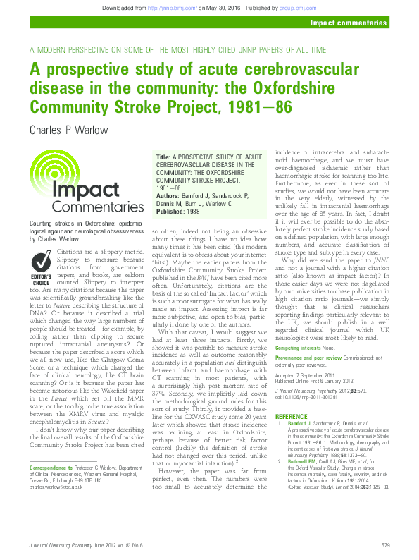 (PDF) A prospective study of acute cerebrovascular disease in the ...