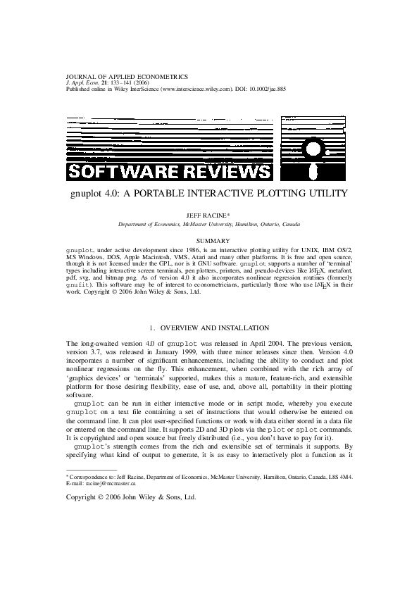 Pdf Gnuplot 40 A Portable Interactive Plotting Utility