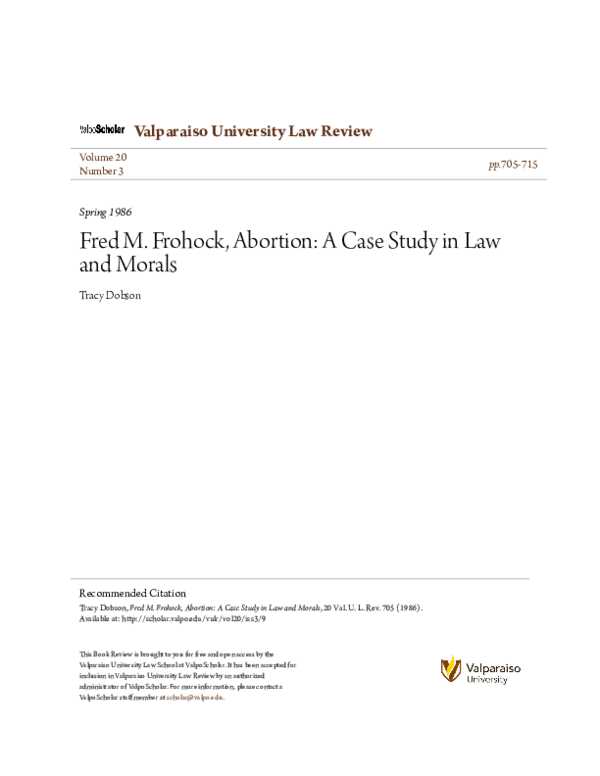 (PDF) Fred M. Frohock, Abortion: A Case Study in Law and Morals
