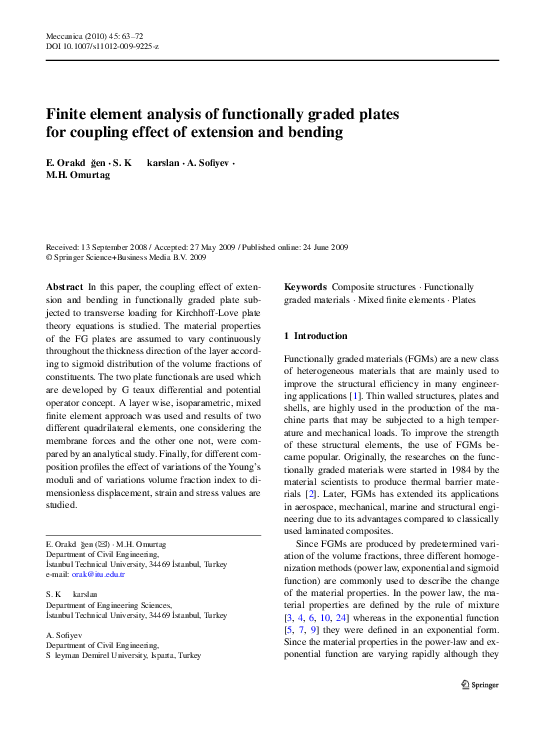 (PDF) Finite Element Analysis of Functionally Graded Shell Panels Under Thermal Loading