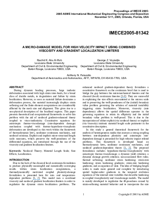 (PDF) A micro-damage model for high velocity impact using combined viscosity and gradient ...