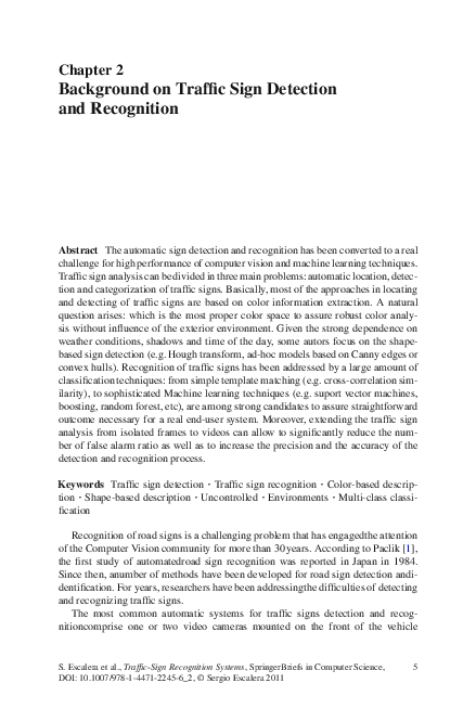 (PDF) Background on Traffic Sign Detection and Recognition