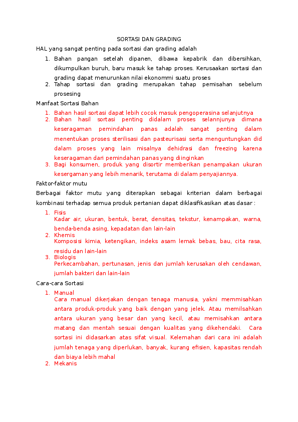 (DOC) SORTASI DAN GRADING