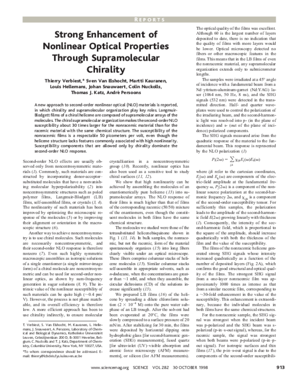 (PDF) Strong Enhancement of Nonlinear Optical Properties Through ...