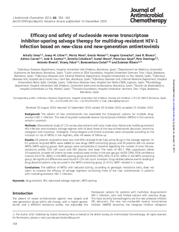 (PDF) Efficacy and safety of nucleoside reverse transcriptase inhibitor ...