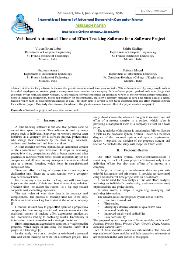 (PDF) Web-based Automated Time and Effort Tracking Software for a ...