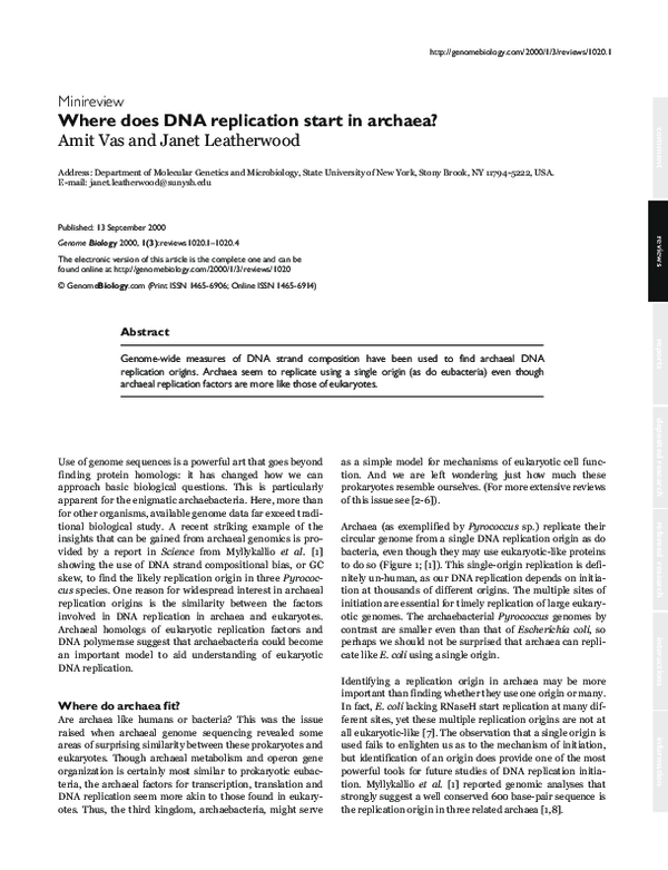 (PDF) Where does DNA replication start in archaea?