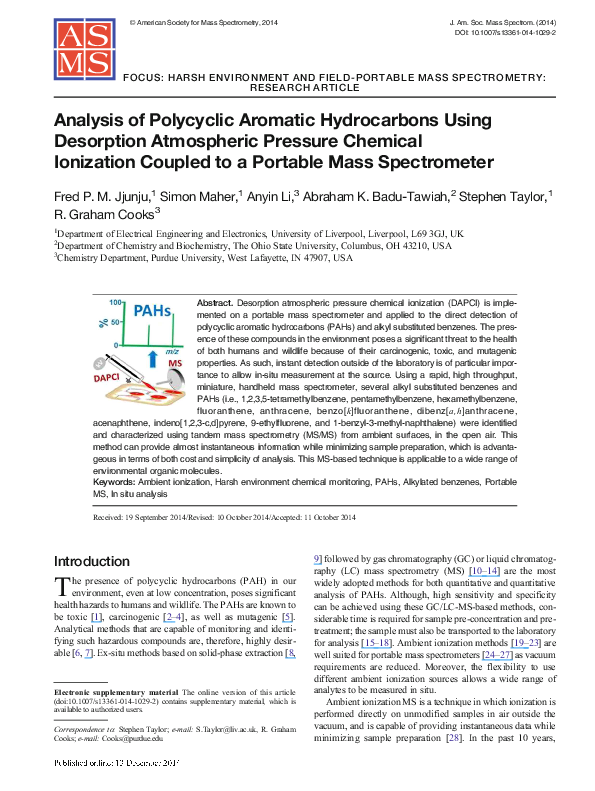 (PDF) Analysis of polycyclic aromatic hydrocarbons in atmospheric particulate samples by ...