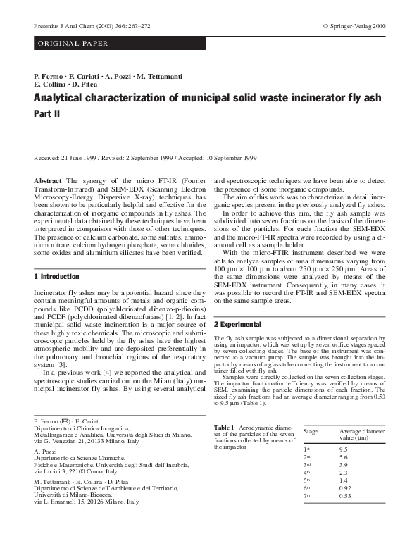 (PDF) Analytical characterization of municipal solid waste incinerator ...