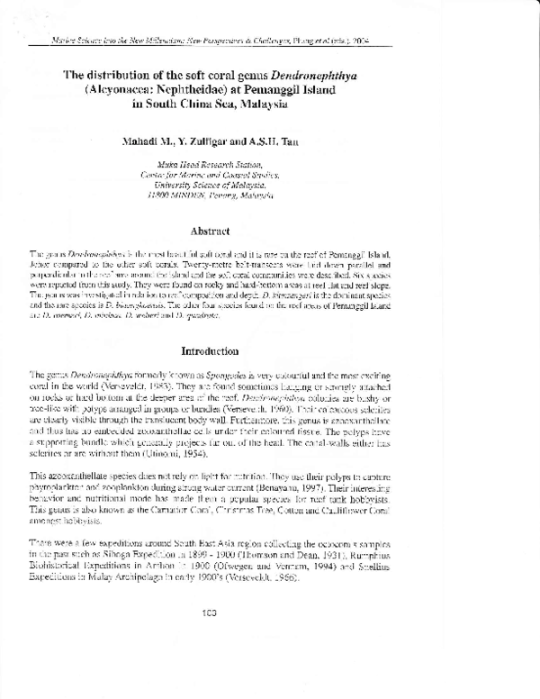 (PDF) The distribution of the soft coral genus Dendronephthya ...