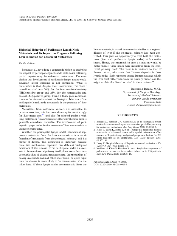 (PDF) Biological Behavior of Perihepatic Lymph Node Metastasis and Its ...