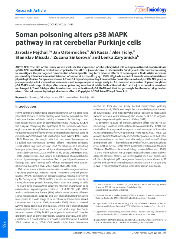 (PDF) Soman poisoning alters p38 MAPK pathway in rat cerebellar ...