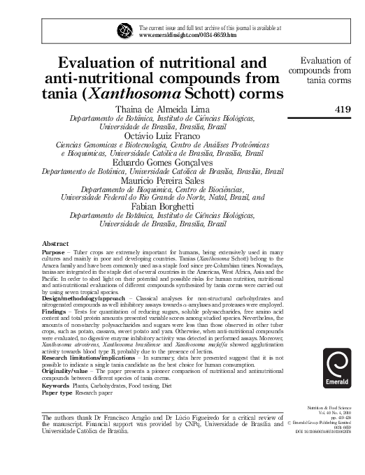 (PDF) Evaluation of nutritional and anti-nutritional compounds from ...