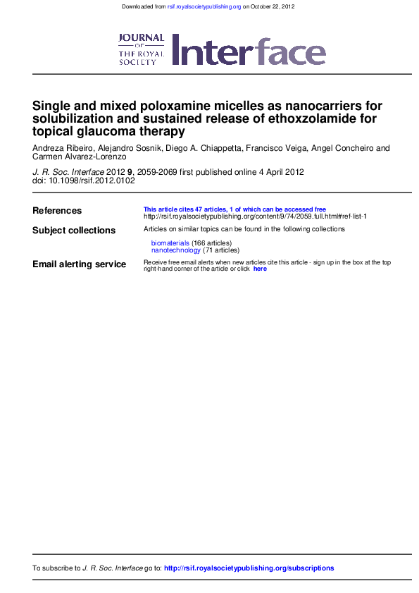 (PDF) Single and mixed poloxamine micelles as nanocarriers for ...