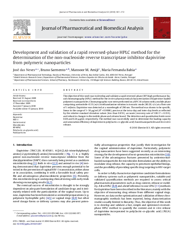 Pdf Development And Validation Of A Rapid Reversed Phase Hplc Method