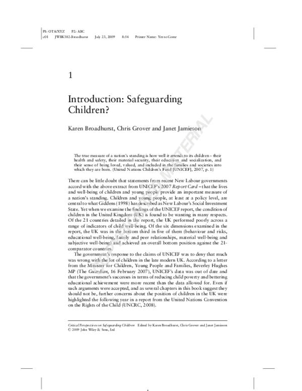 (PDF) Introduction: Safeguarding Children?