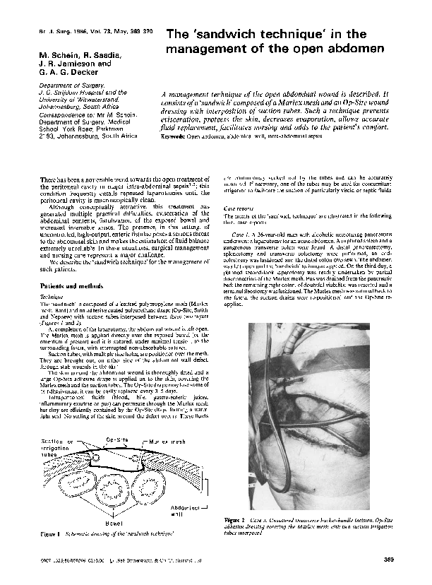 (PDF) The ‘sandwich technique’ in the management of the open abdomen