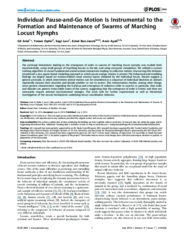 (PDF) Individual pause-and-go motion is instrumental to the formation ...