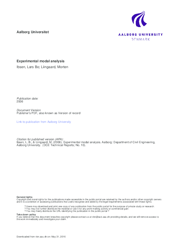 Pdf Experimental Modal Analysis