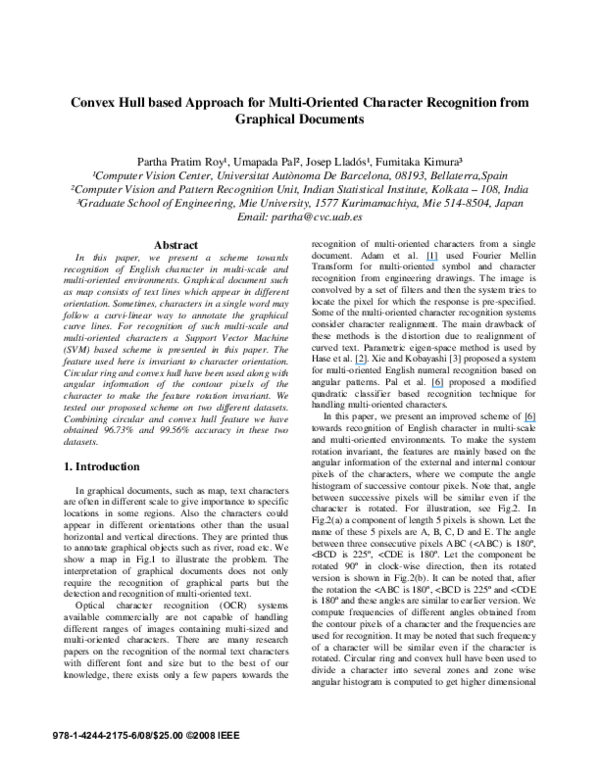 (PDF) Convex hull based approach for multi-oriented character recognition from graphical documents