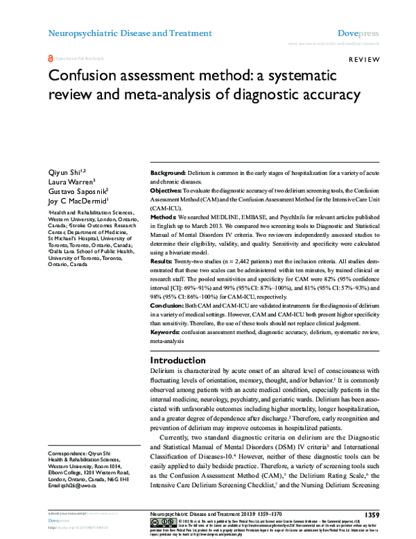 (PDF) Confusion assessment method: a systematic review and meta ...