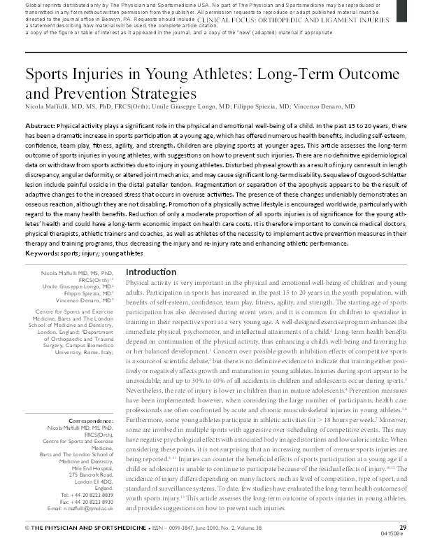 (PDF) Sports Injuries in Young Athletes: Long-Term Outcome and ...