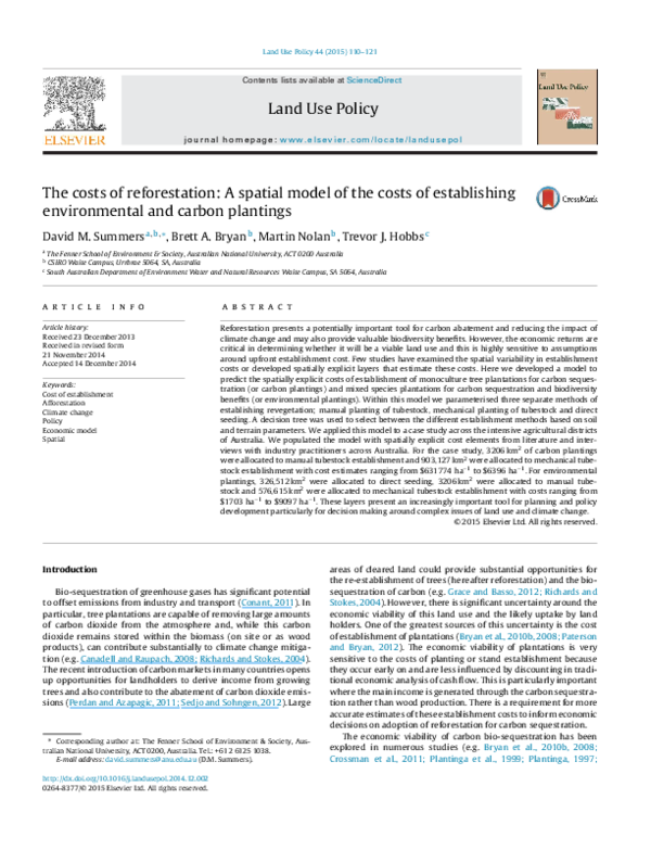 (PDF) The costs of reforestation: a spatial model of the costs of ...