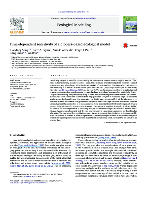 (PDF) Time-dependent sensitivity of a process-based ecological model