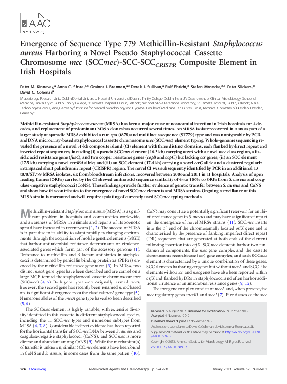 Pdf Emergence Of Sequence Type 779 Methicillin Resistant Staphylococcus Aureus Harboring A