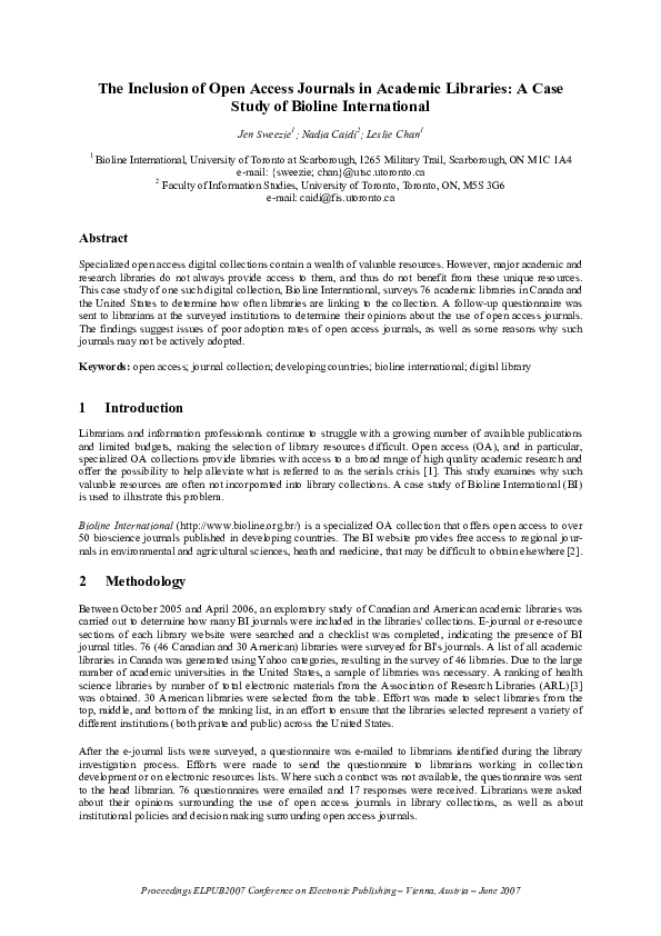 (PDF) The Inclusion of Open Access Journals in Academic Libraries: A ...