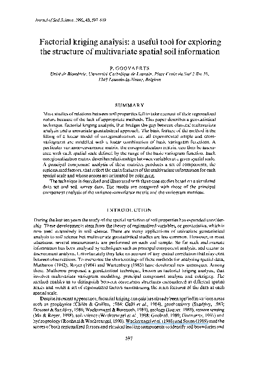 (PDF) Factorial kriging analysis: a useful tool for exploring the structure of multivariate ...