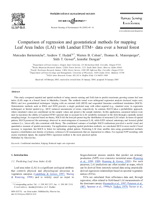Pdf Comparison Of Regression And Geostatistical Methods For Mapping