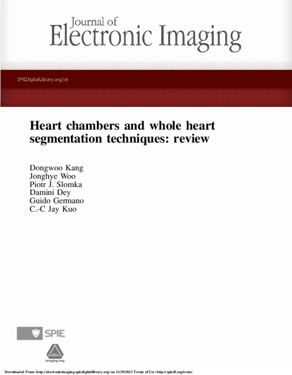 (PDF) Heart chambers and whole heart segmentation techniques: review