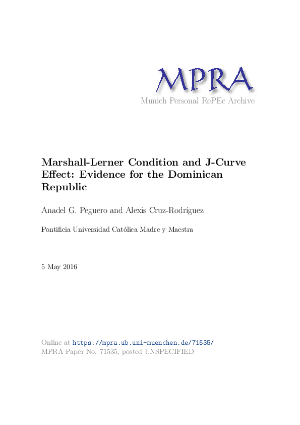 (PDF) Marshall-Lerner Condition and J-Curve Effect: Evidence for the ...