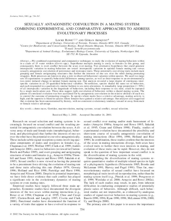 Pdf Sexually Antagonistic Coevolution In A Mating System Combining