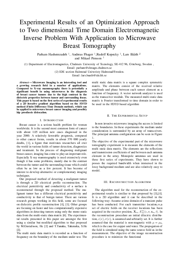 Pdf An Iterative Algorithm For Microwave Tomography Using Modified Gauss Newton Method Bijoy